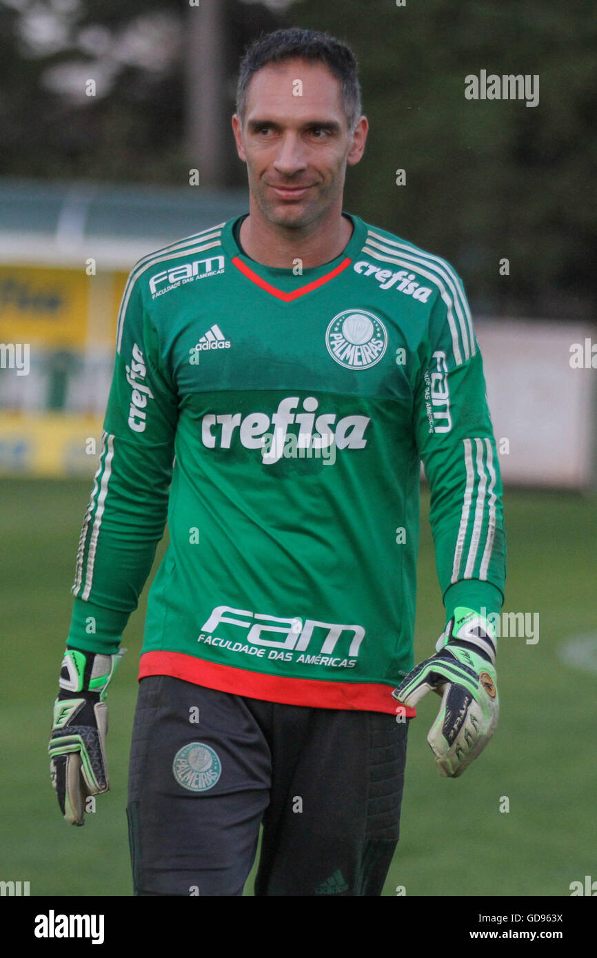 The goalkeeper Fernando Prass the SE Palmeiras during training on ...