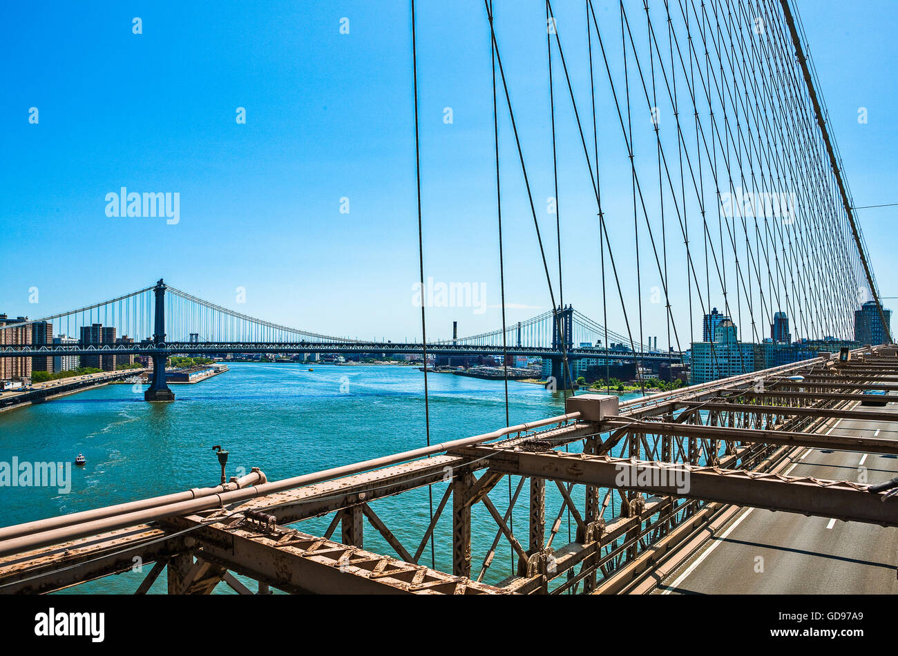 U.S.A., New York,Manhattan,the city seen fro the Brooklyn Bridge Stock ...