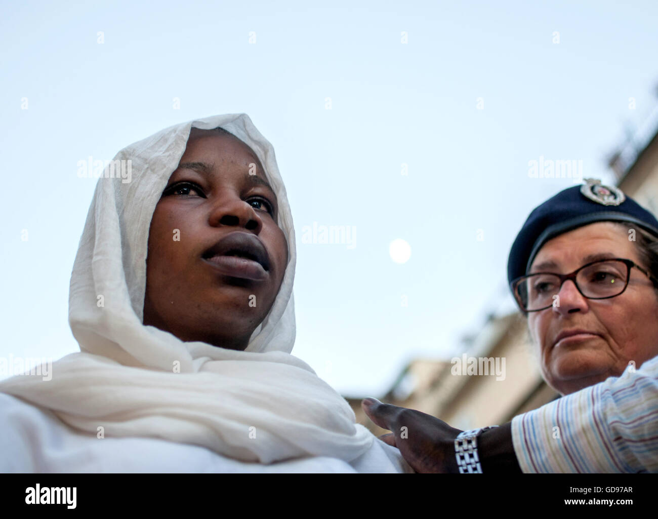 Fermo (Fm), Italy. 12th July, 2016. Chinyere, tne wife of Emmanuel ...