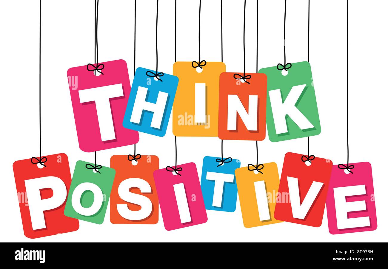 Vector colorful hanging cardboard. Tags - think positive Stock Vector ...