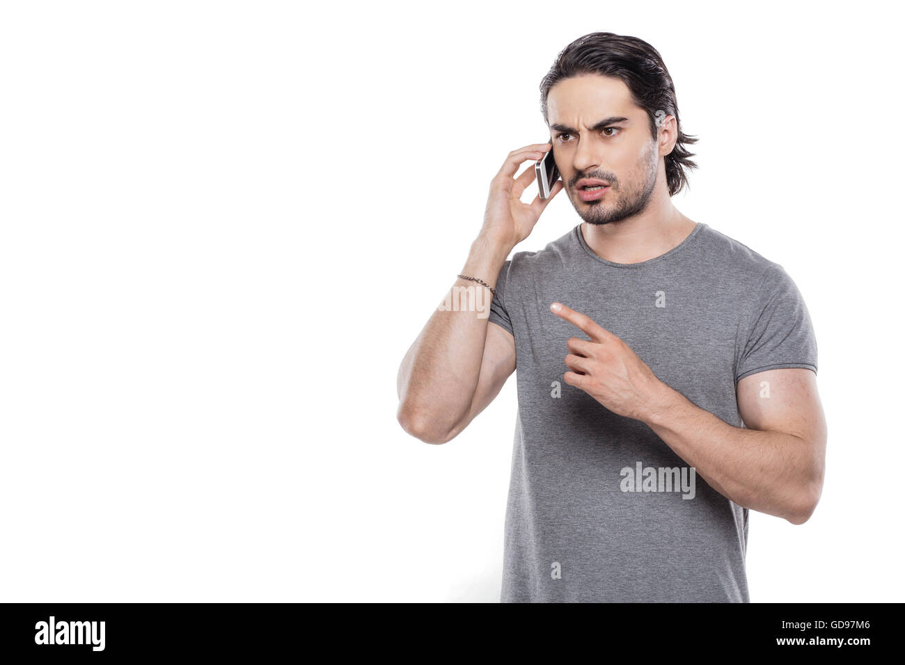 Portrait of stylish handsome young man isolated on white background ...