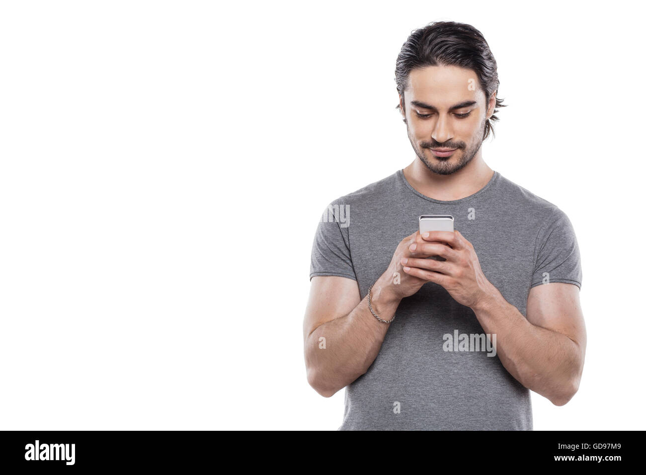 Portrait of stylish handsome young man isolated on white background ...