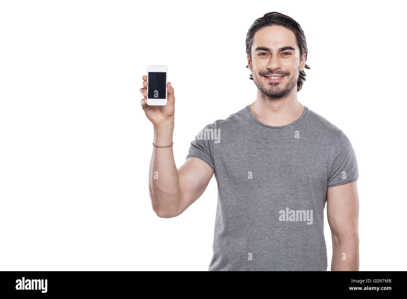 Portrait of stylish handsome young man isolated on white background ...
