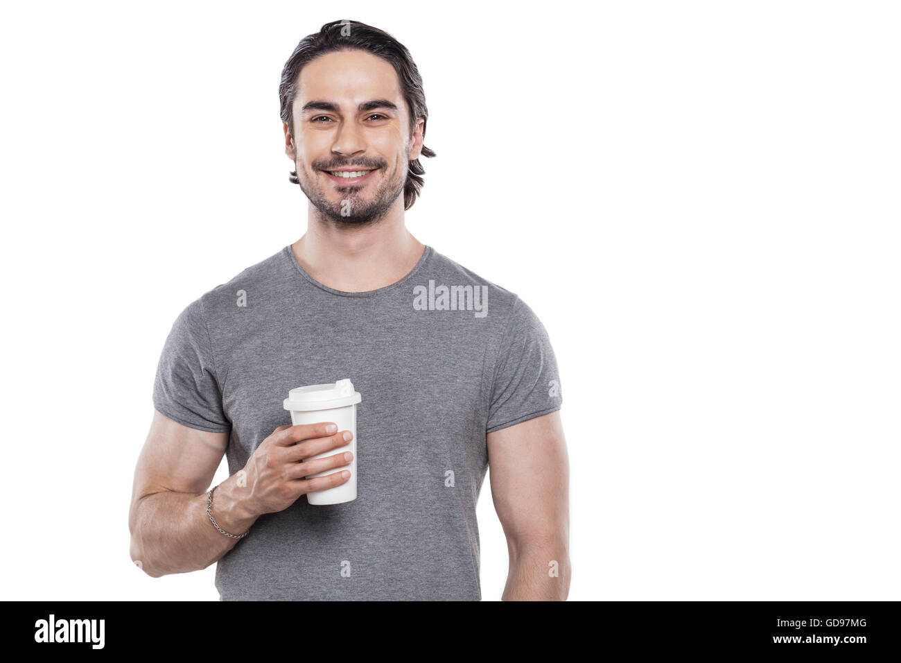 Portrait of stylish handsome young man isolated on white background ...