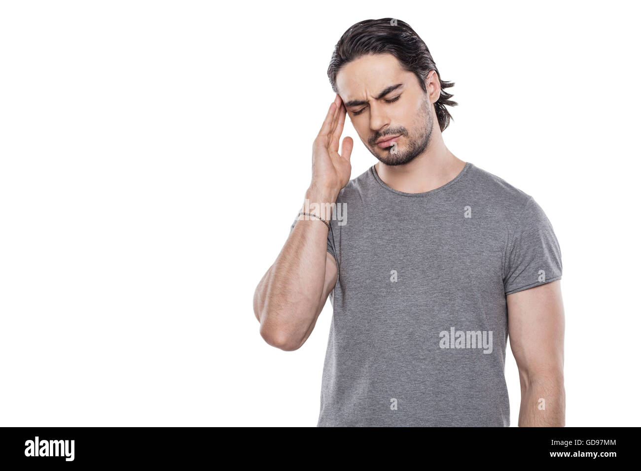 Portrait of stylish handsome young man isolated on white background ...