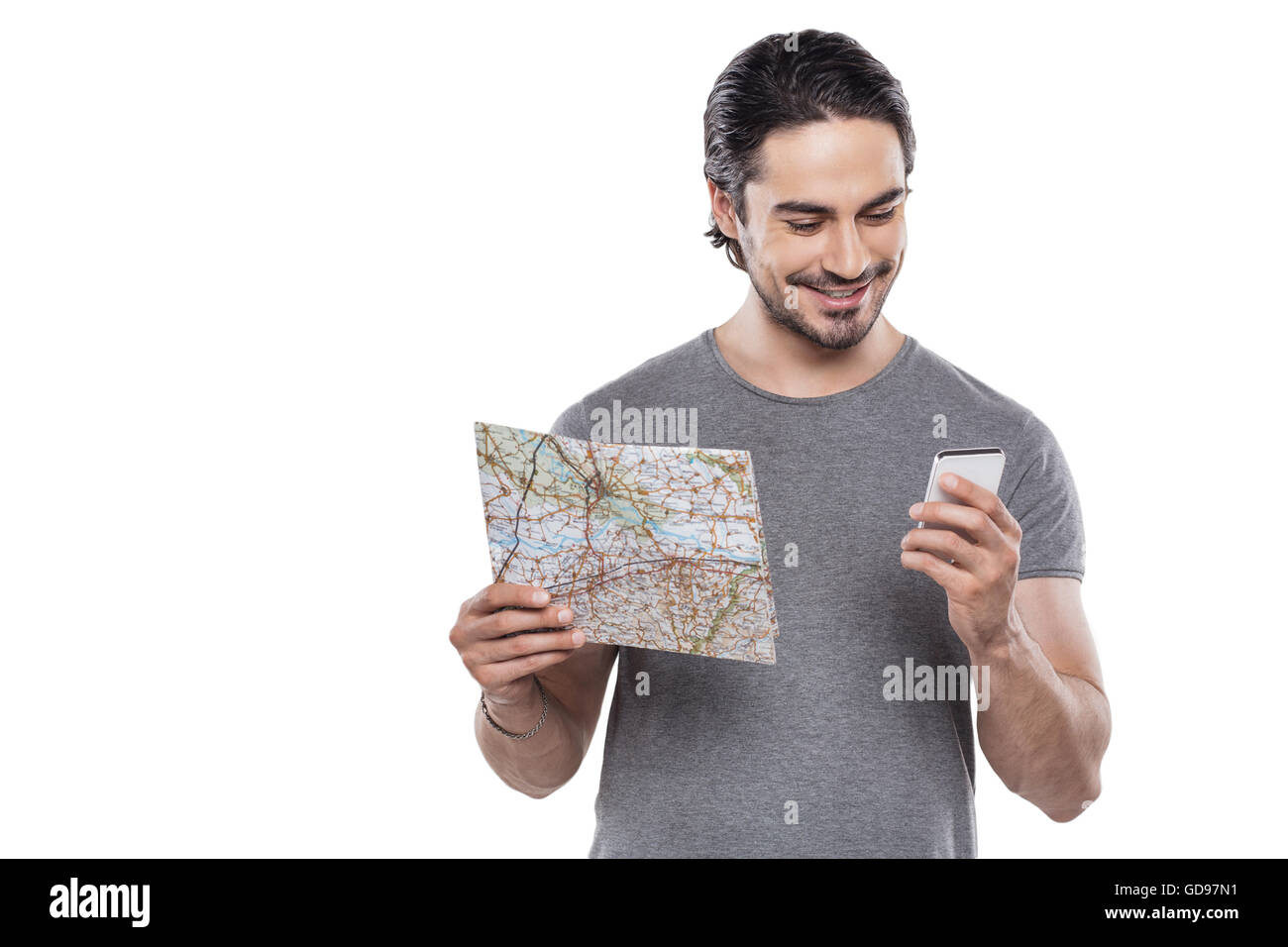 Portrait of stylish handsome young man isolated on white background ...