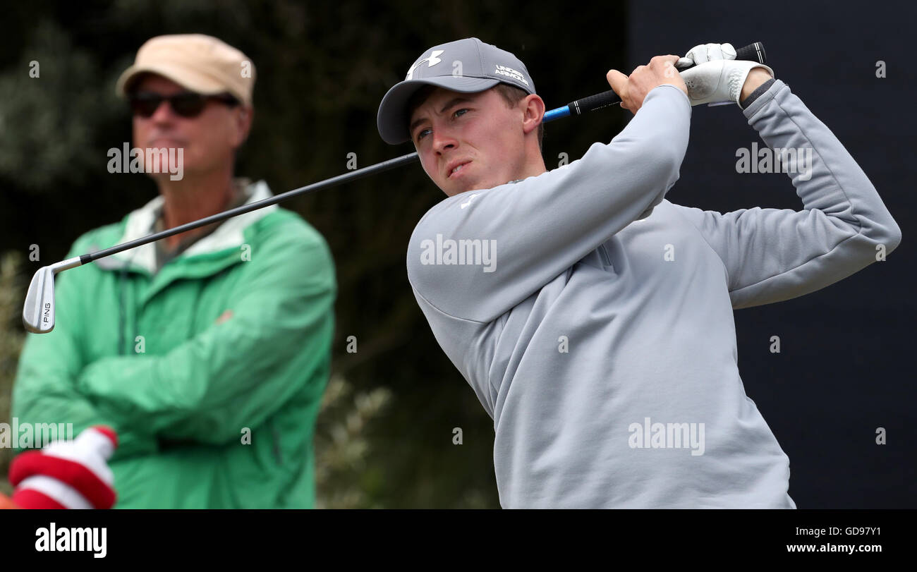 England's Matthew Fitzpatrick on the first tee during the practice day ...