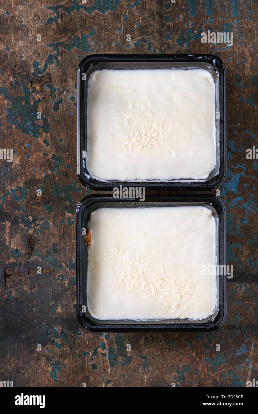 Lasagna in plastic box Stock Photo - Alamy