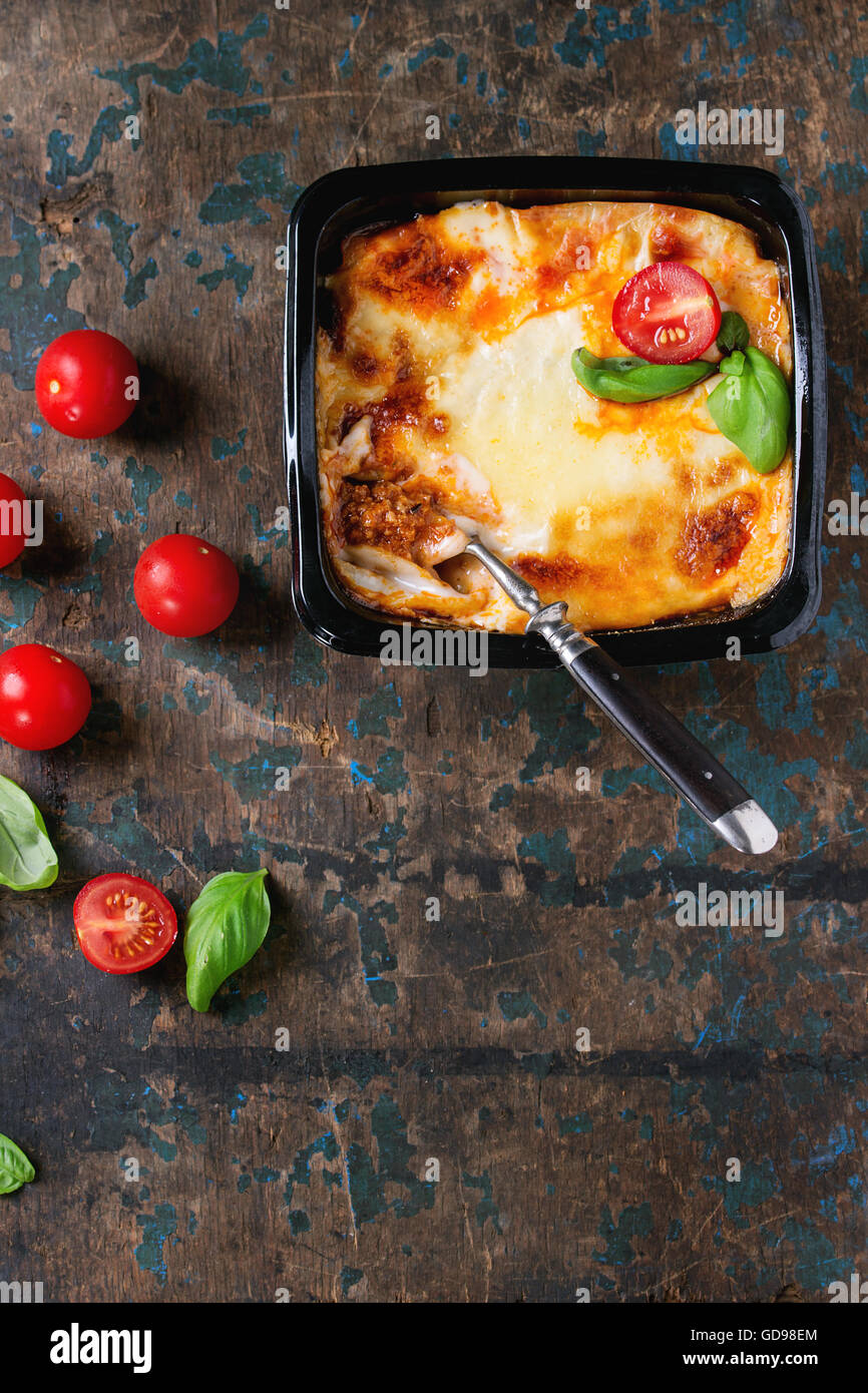Lasagna in plastic box Stock Photo - Alamy