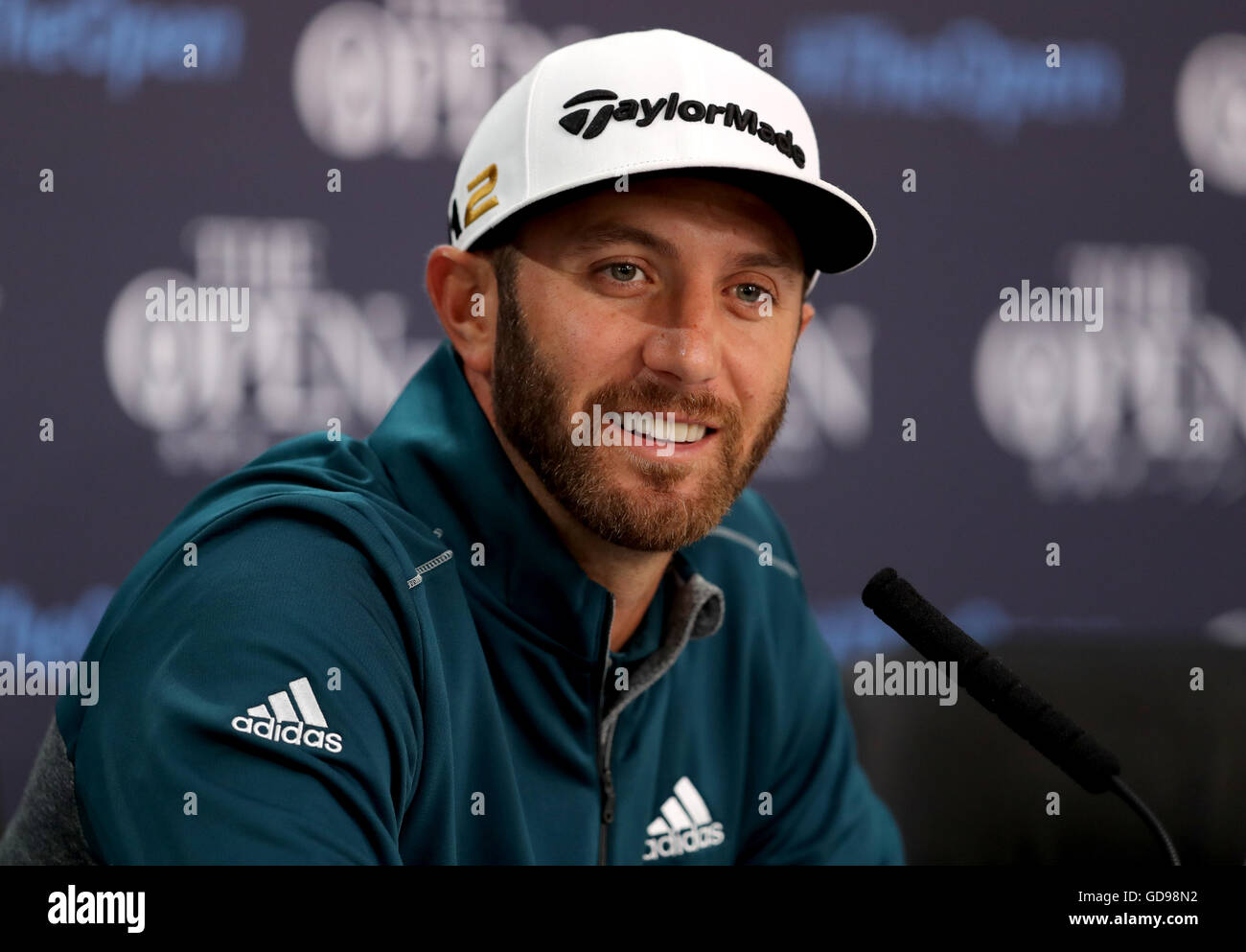 USA's Dustin Johnson during a press conference at Royal Troon Golf Club ...