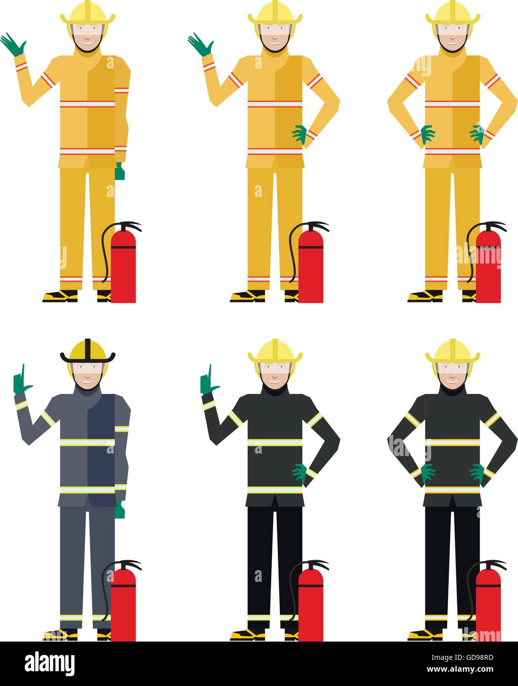 Set of Firemen Stock Vector Image & Art - Alamy