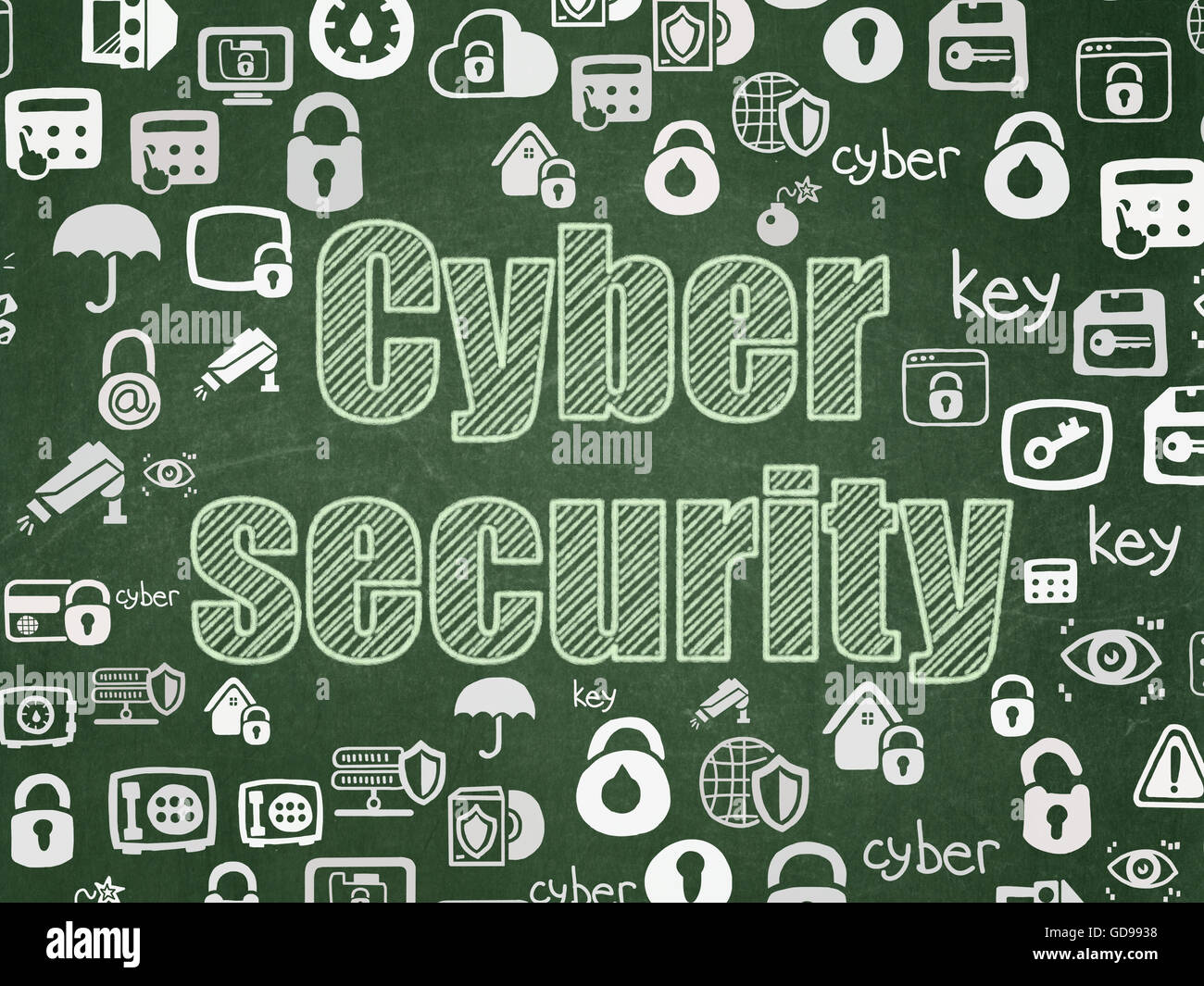 Security concept: Cyber Security on School board background Stock Photo ...