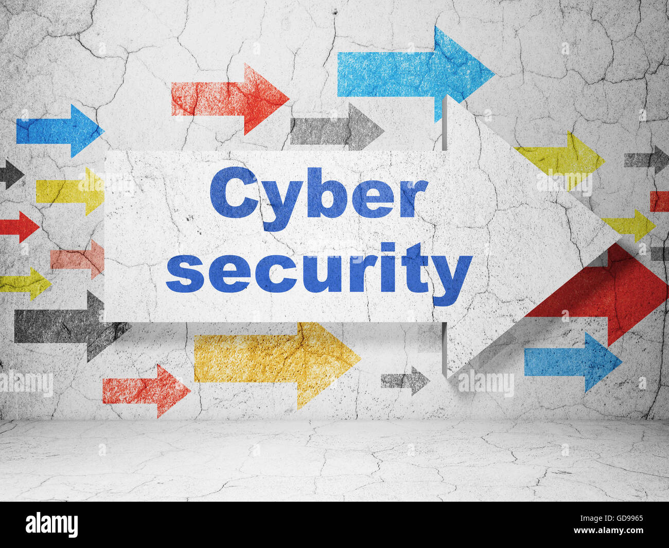 Protection concept: arrow with Cyber Security on grunge wall background ...