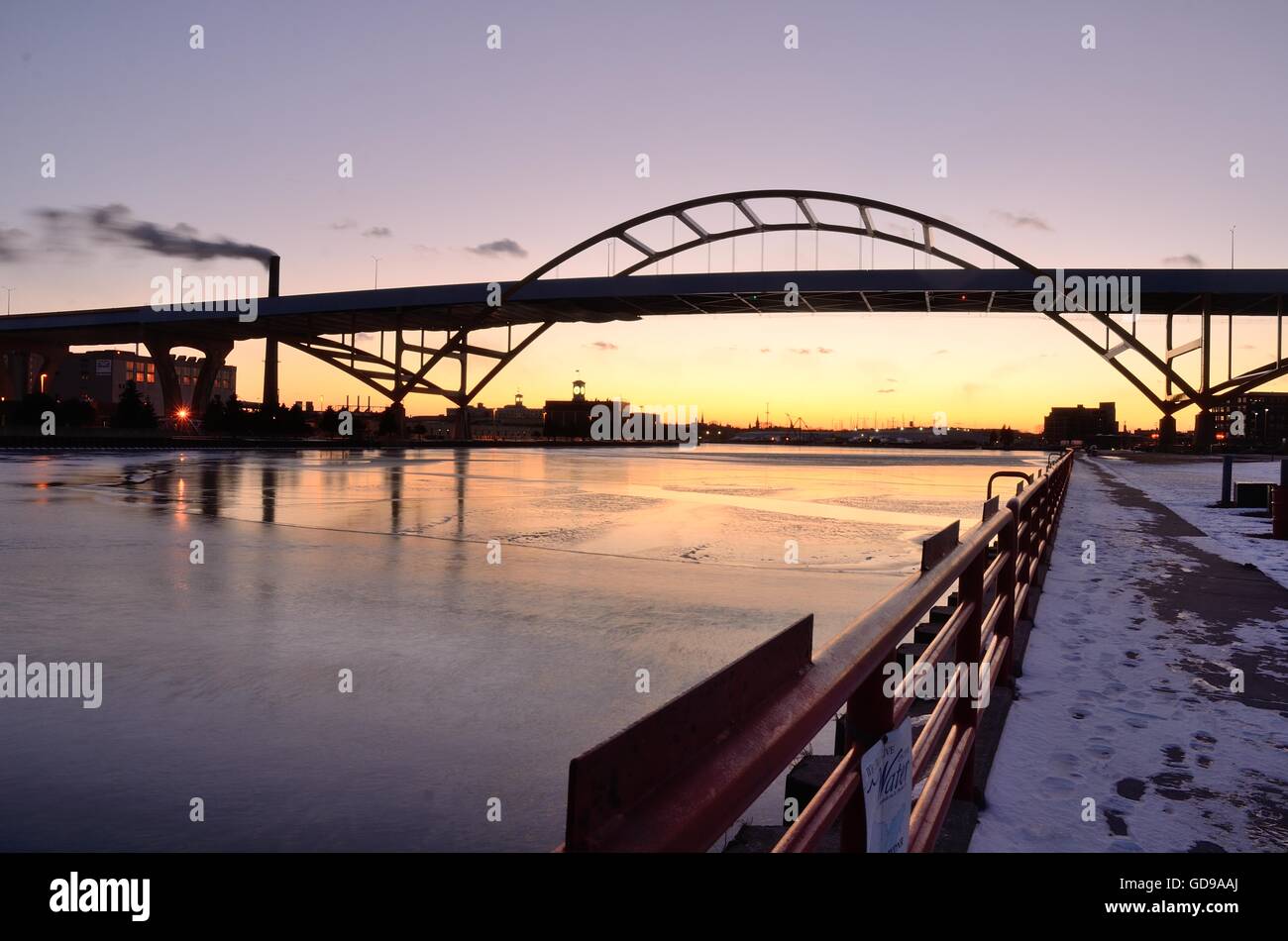 Hoan Bridge in Milwaukee, Wisconsin After Sunset Stock Photo - Alamy