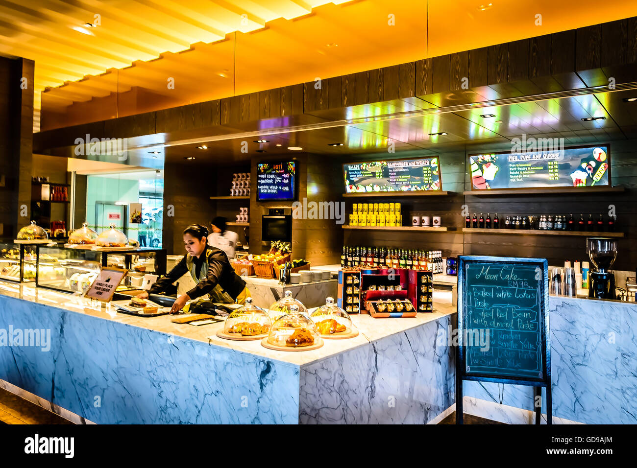 deli counter with sandwiches cakes pastries Stock Photo - Alamy