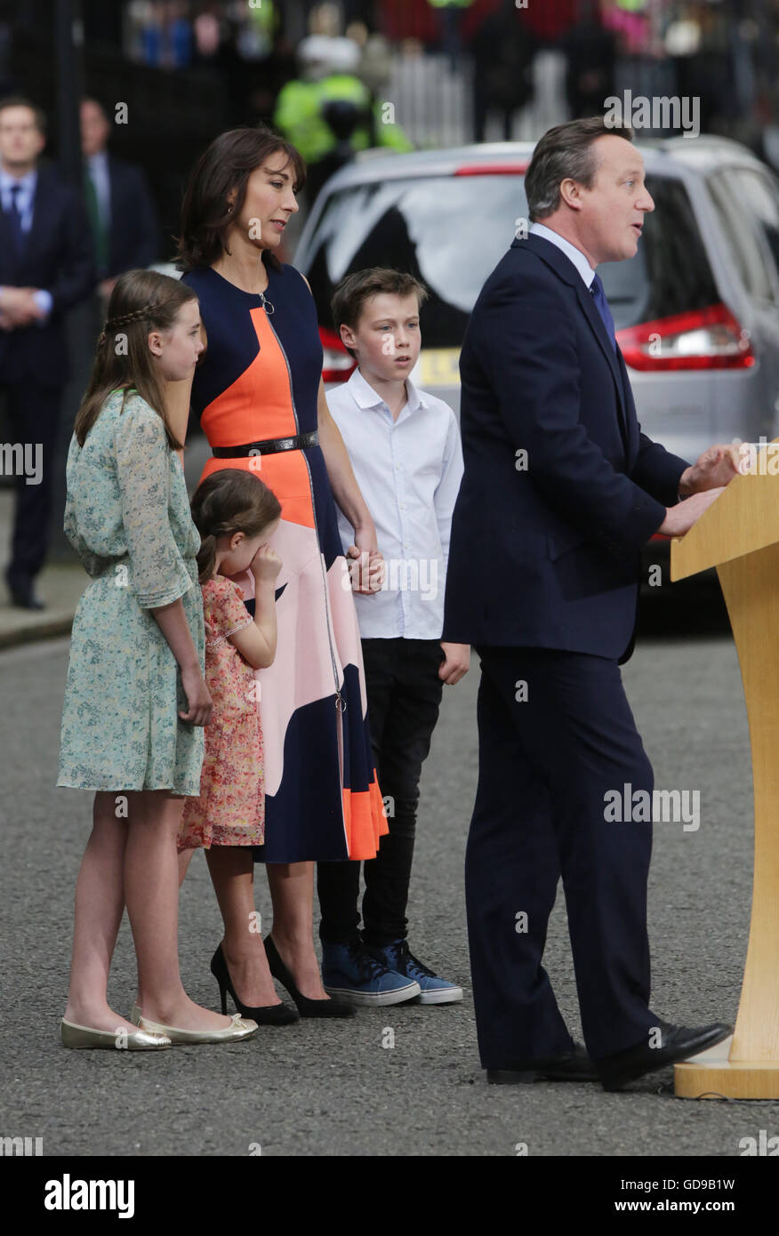 David Cameron makes a speech outside 10 Downing Street in London, with ...