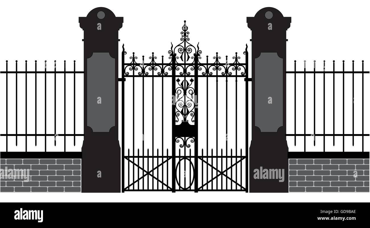 vector illustration of a wrought iron gate Stock Vector Image & Art - Alamy