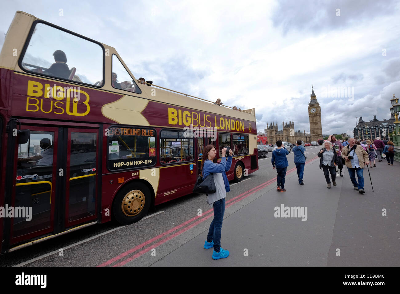 Big Bus of London with Big Ben and the houses of parliament London ...
