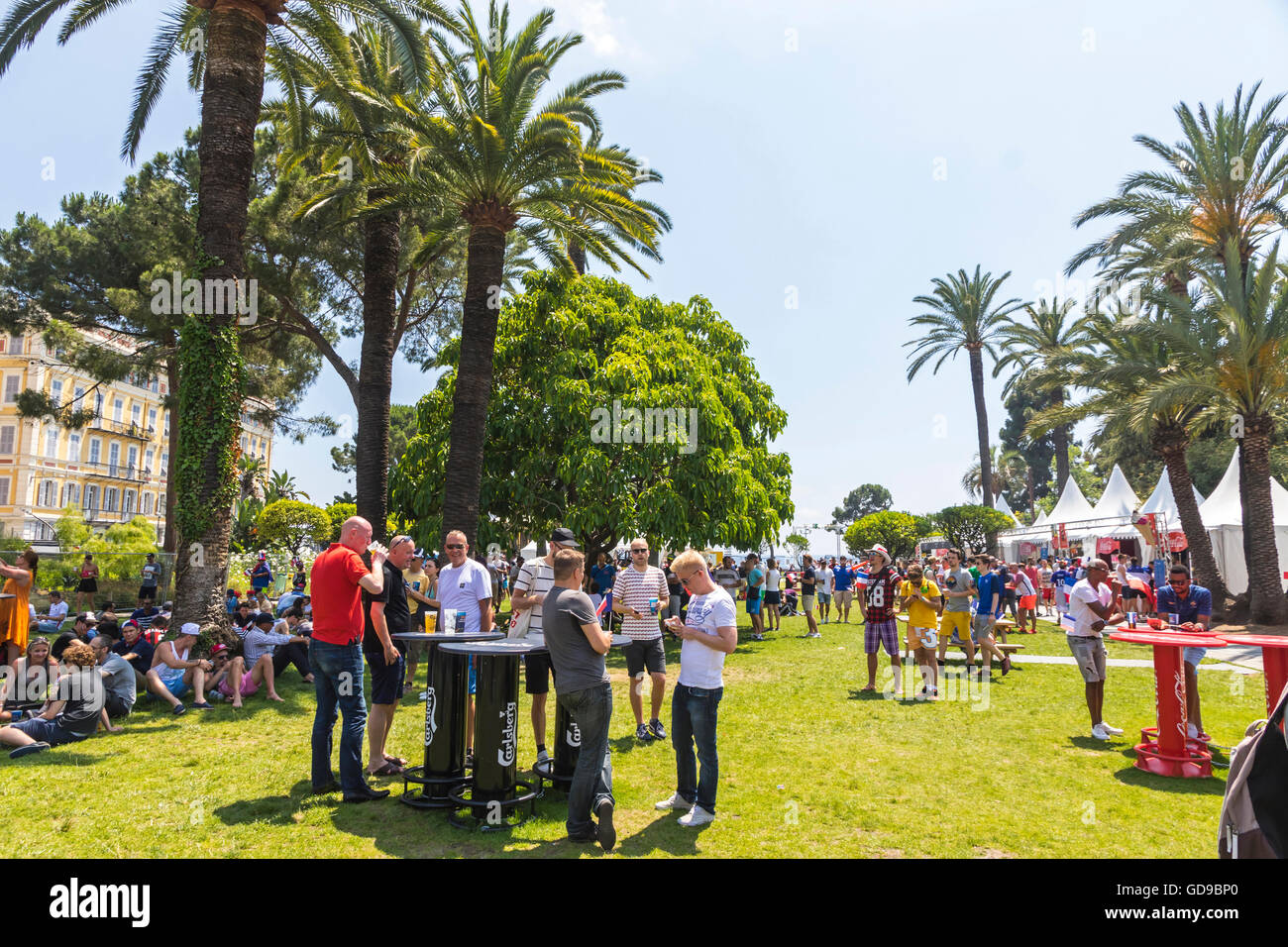 NICE, FRANCE - JUNE 26, 2016: People have fun at official fanzone of ...