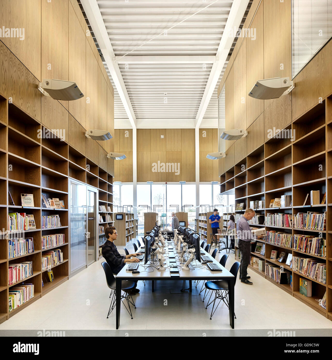 Library interior with book aisles and IT research area. Hebburn Central ...