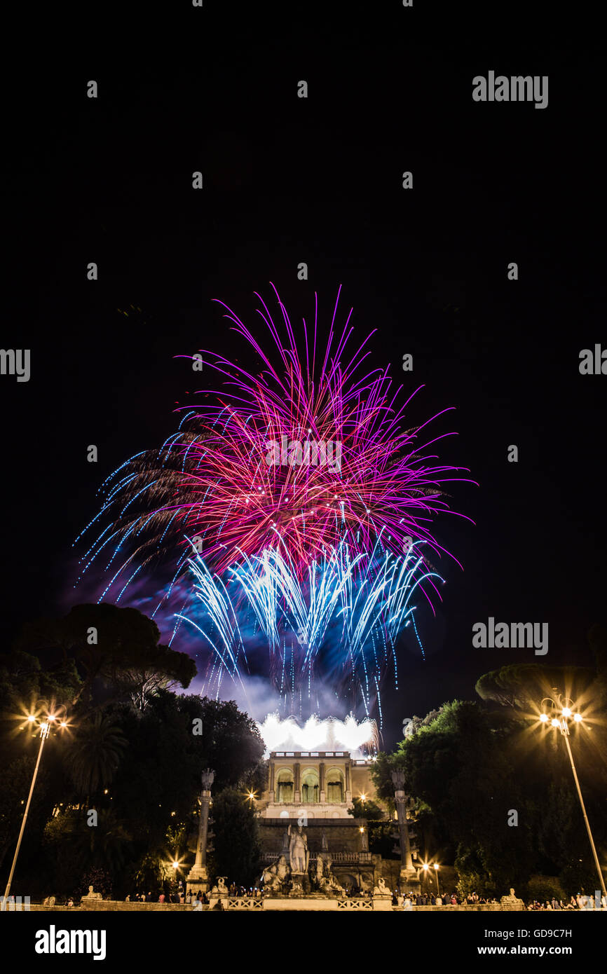 Rome the fireworks for the girandola of piazza del popolo hi-res stock ...