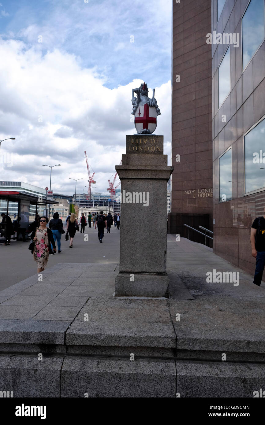 The coat of arms for the City of London on London Bridge a London ...
