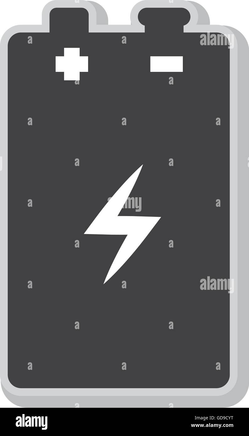 Battery isolated flat icon in black and white icon Stock Vector Image ...