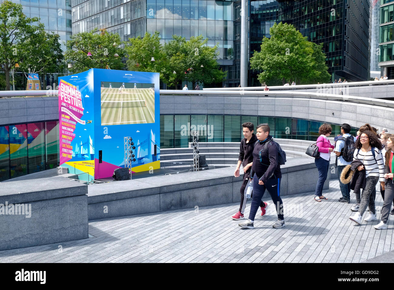 London, United Kingdom. Sunken amphitheater at City Hall known as The ...
