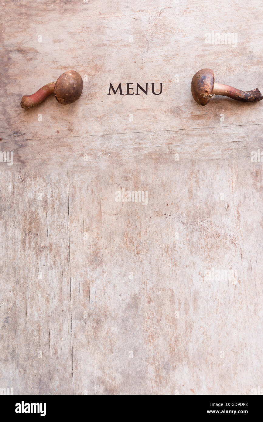 Restaurant cafe menu, text and mushrooms Stock Photo - Alamy