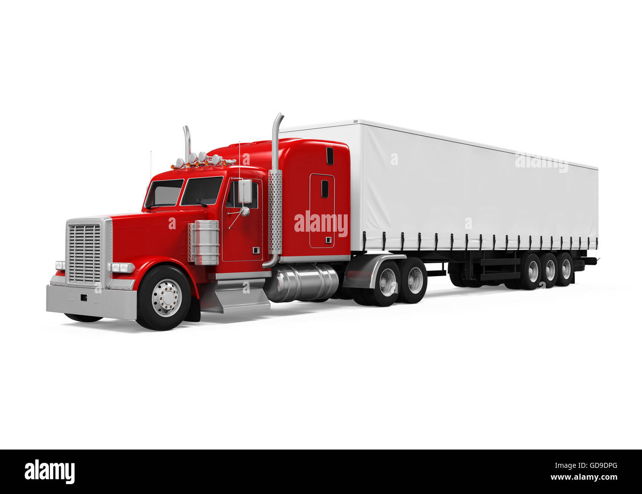 Red Trailer Truck Stock Photo - Alamy