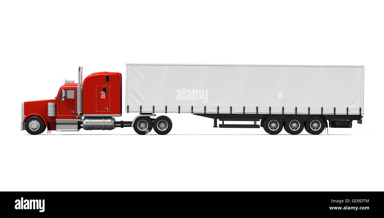 Red Trailer Truck Stock Photo - Alamy