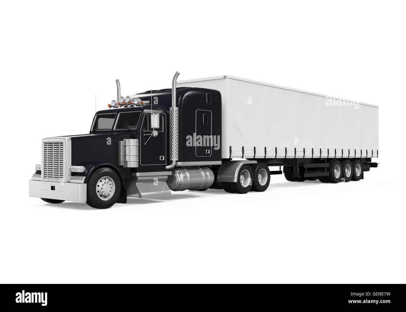 Black Trailer Truck Stock Photo - Alamy