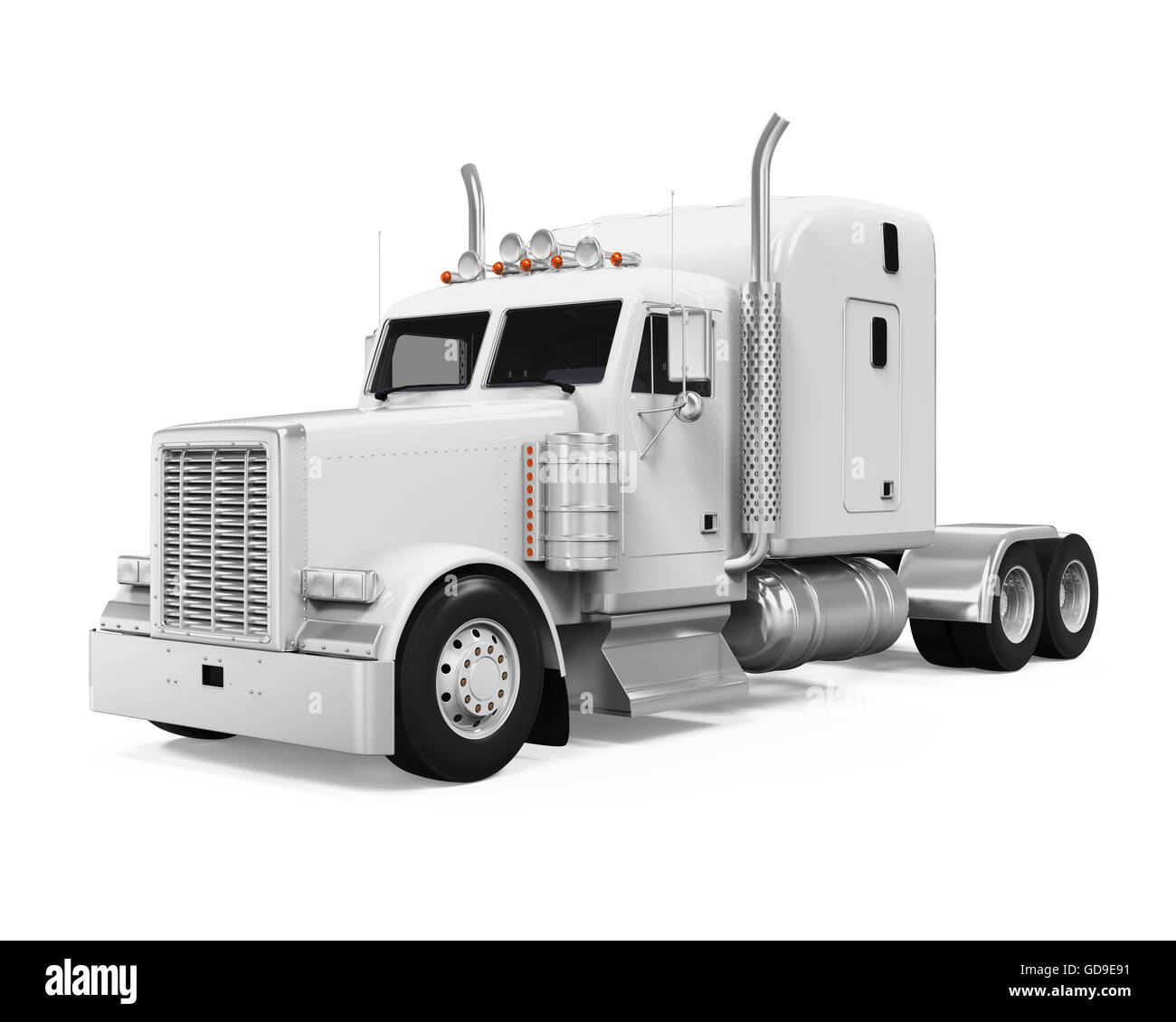 White Trailer Truck Stock Photo - Alamy