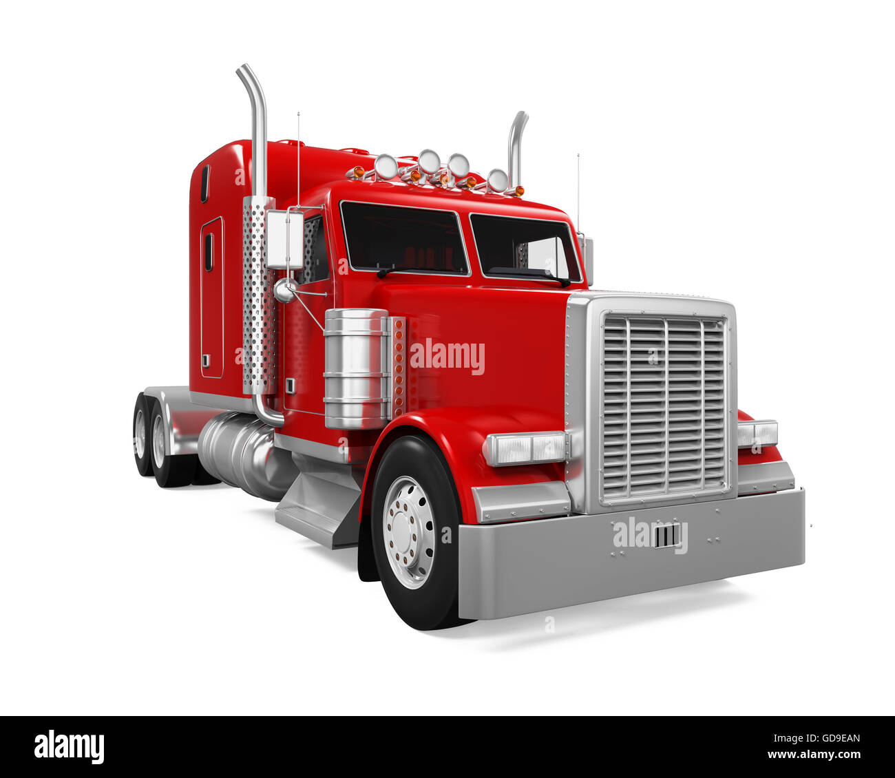 Red Trailer Truck Stock Photo - Alamy