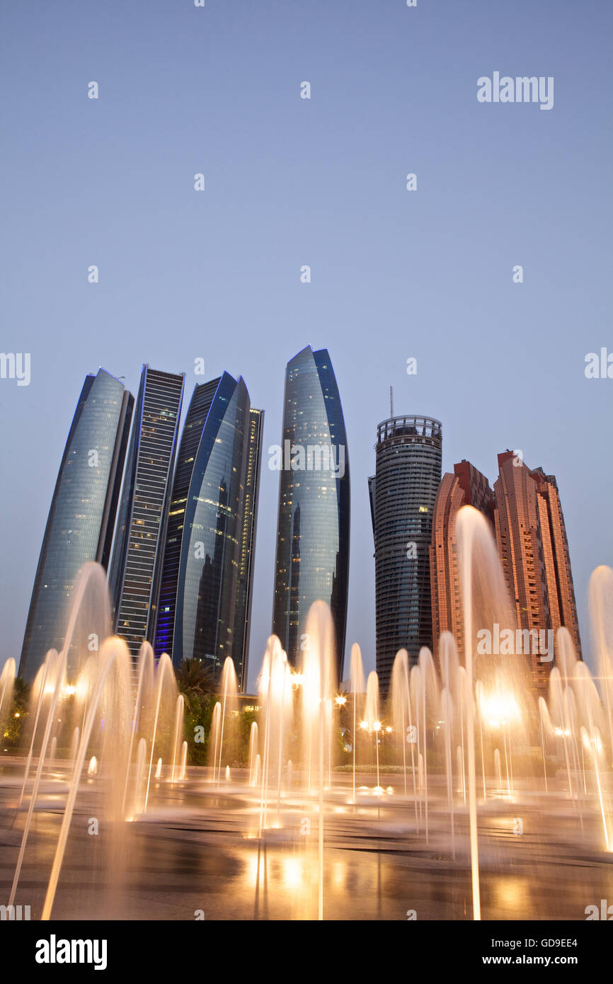 Abu Dhabi Skyline. View of modern skyscraper buildings in Abu Dhabi in ...