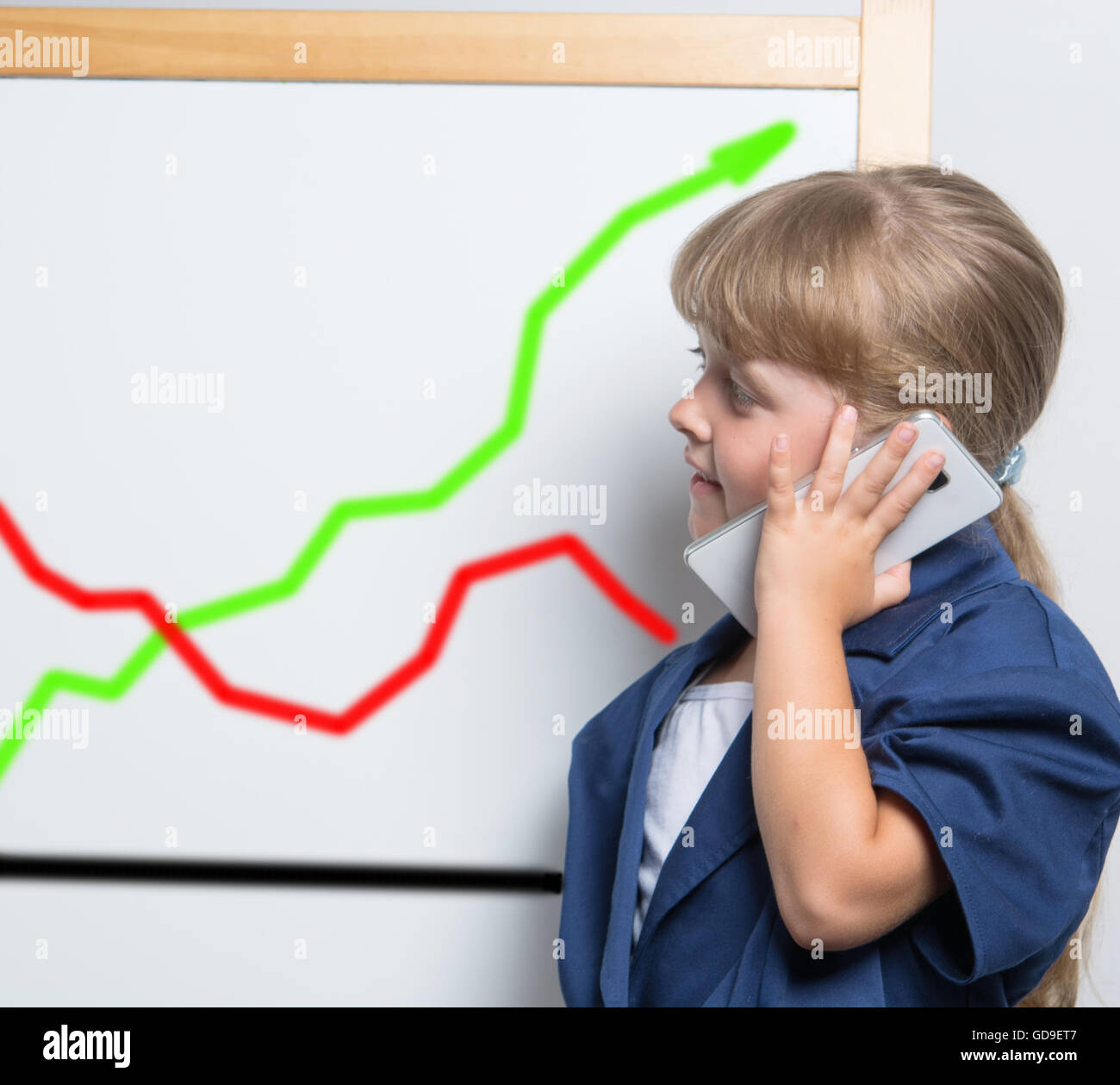 little girl leads an active telephone conversations Stock Photo - Alamy