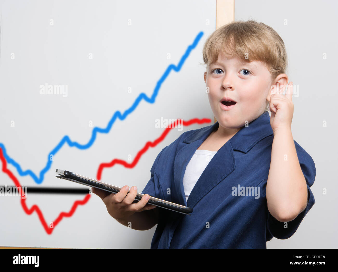 little girl leads an active trader telephone conversations Stock Photo ...