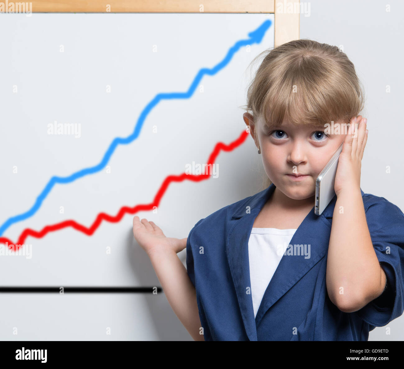 little girl leads an trader telephone conversations Stock Photo - Alamy
