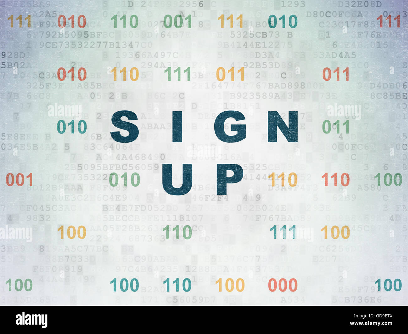 Web development concept: Sign Up on Digital Data Paper background Stock ...