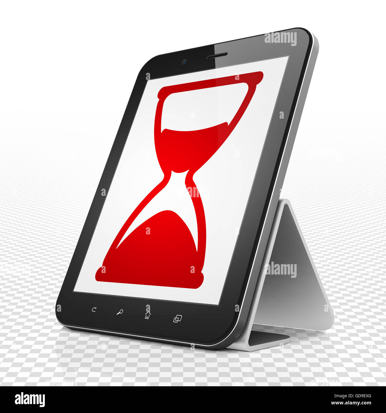 Time concept: Tablet Computer with Hourglass on display Stock Photo - Alamy