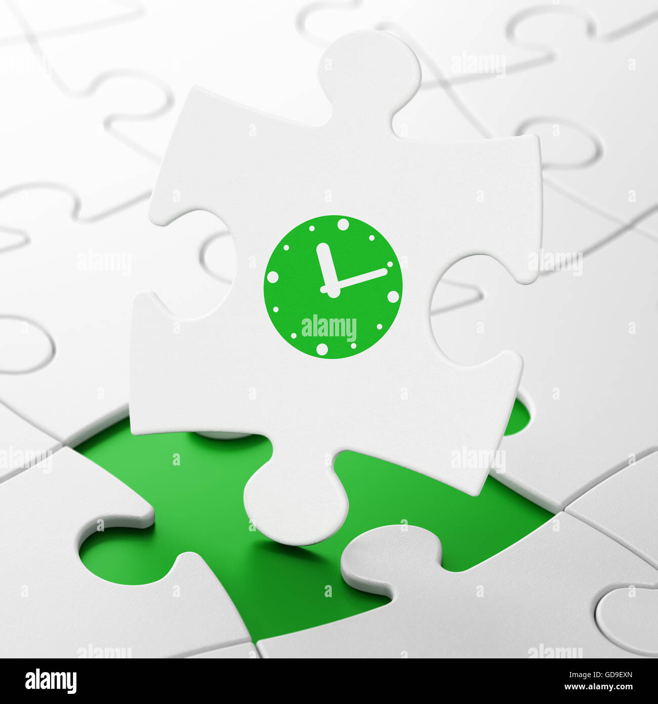 Time concept: Clock on puzzle background Stock Photo - Alamy