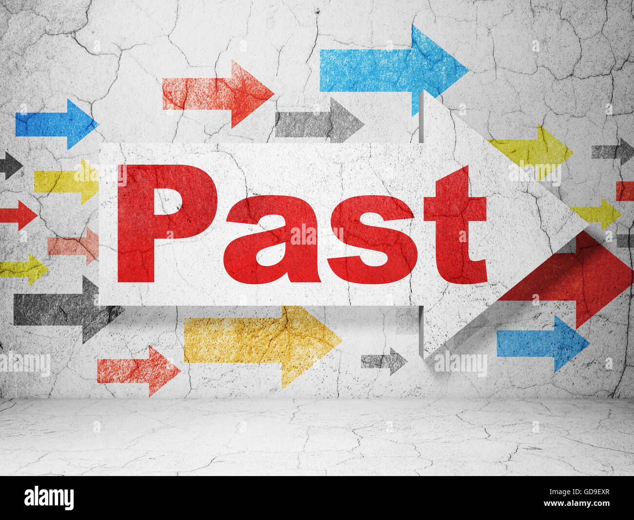 Time concept: arrow with Past on grunge wall background Stock Photo - Alamy