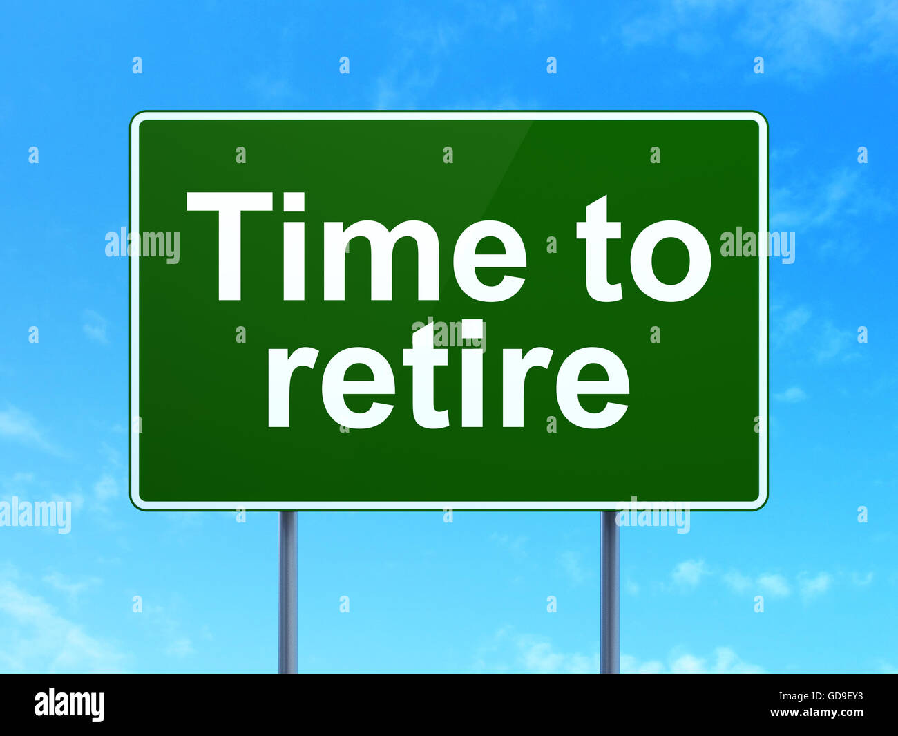 Timeline concept: Time To Retire on road sign background Stock Photo ...