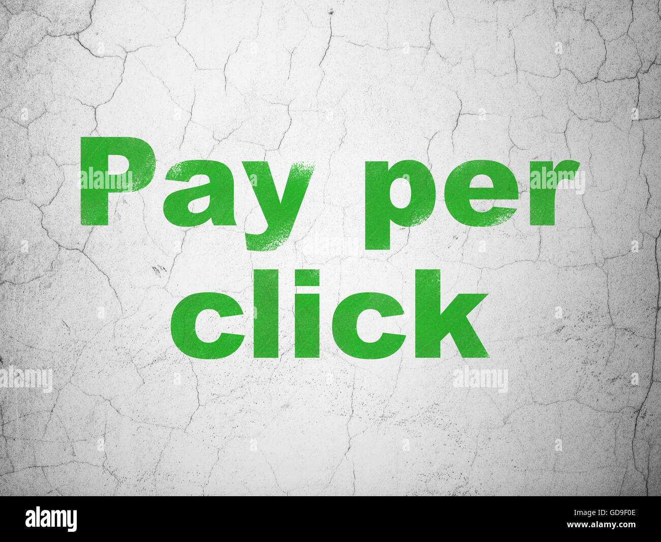 Advertising concept: Green Pay Per Click on textured concrete wall ...