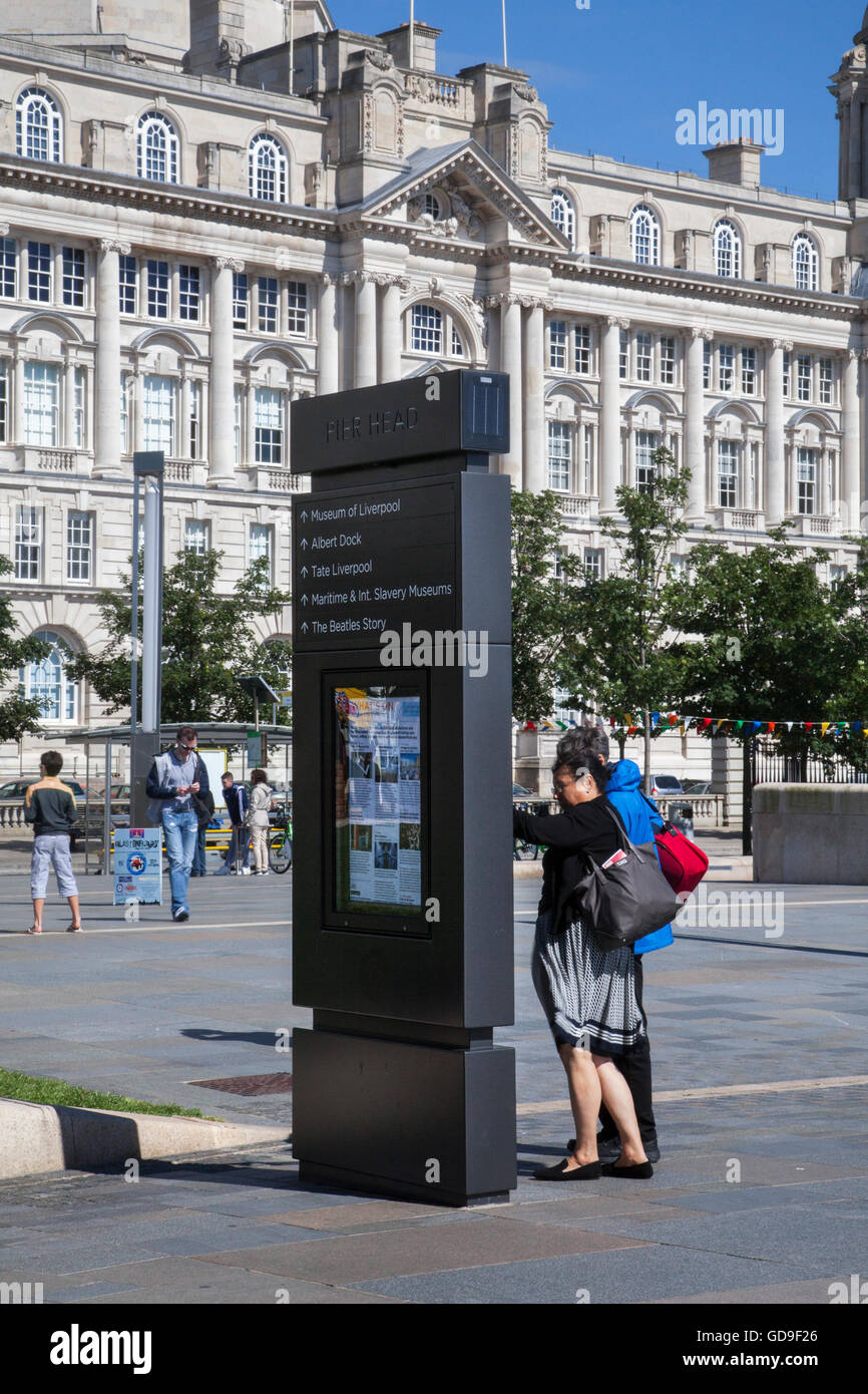 The Port of Liverpool biuilding on the coastal riverside promenade on ...