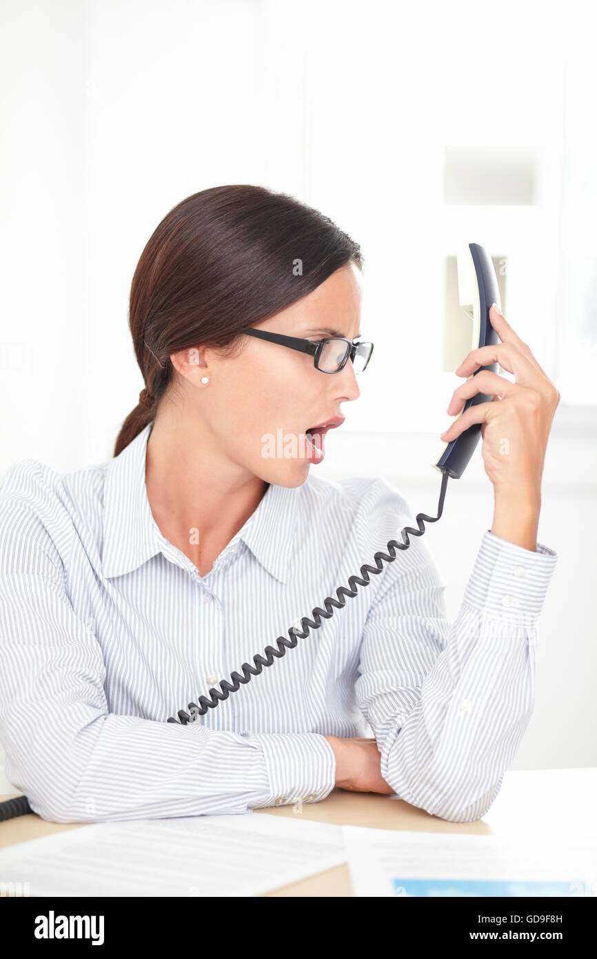 Angry receptionist hi-res stock photography and images - Alamy