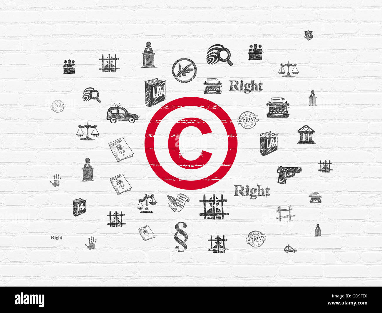 Law concept: Copyright on wall background Stock Photo - Alamy
