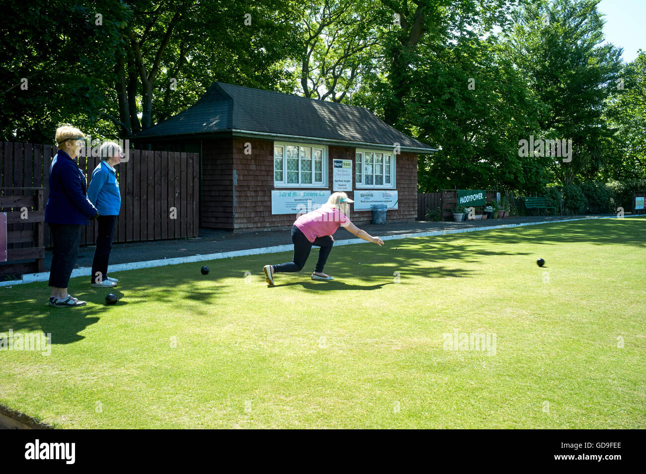 Older ladies bowling Stock Photo - Alamy