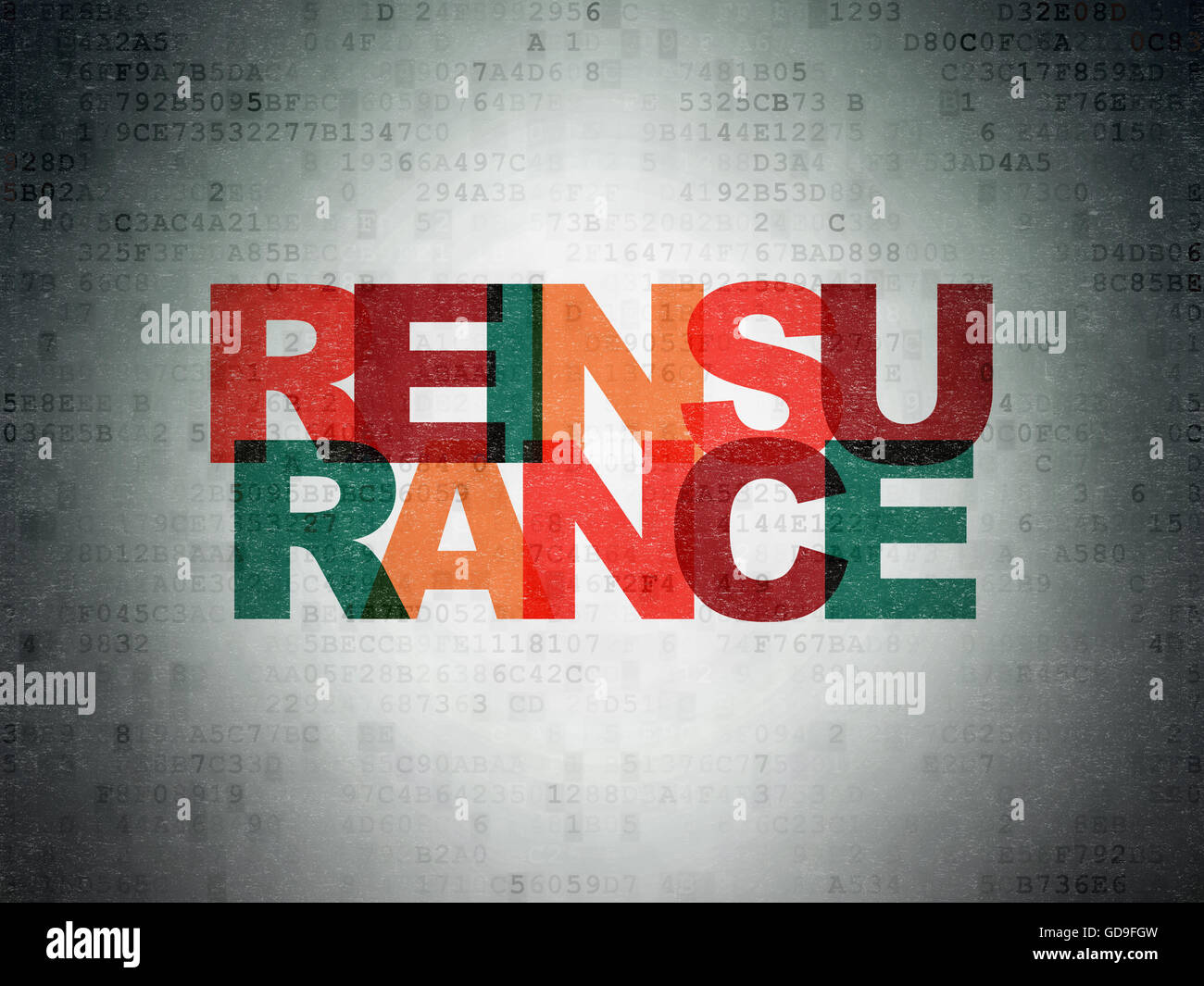 Insurance concept: Reinsurance on Digital Data Paper background Stock ...