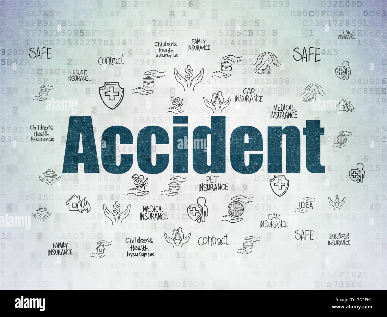 Insurance concept: Accident on Digital Data Paper background Stock ...